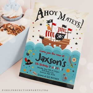 Editable Pirate Birthday Party Invitation Pirate Ship Invitation Pirate ...