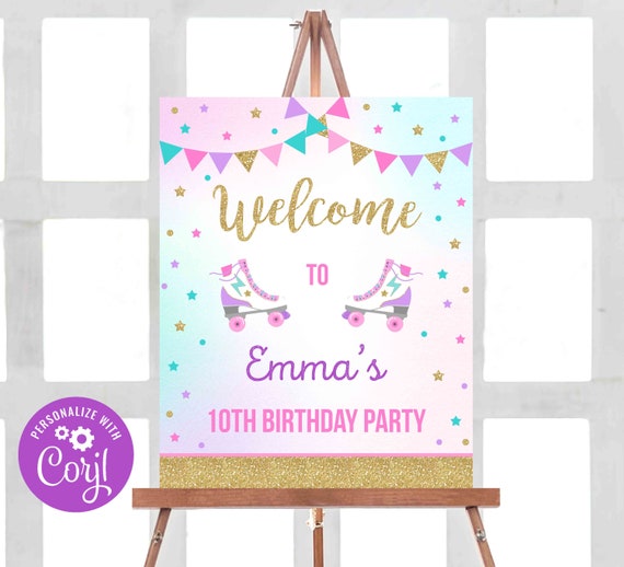 Roller Skating Welcome Sign Roller Skating Birthday Welcome Skating ...