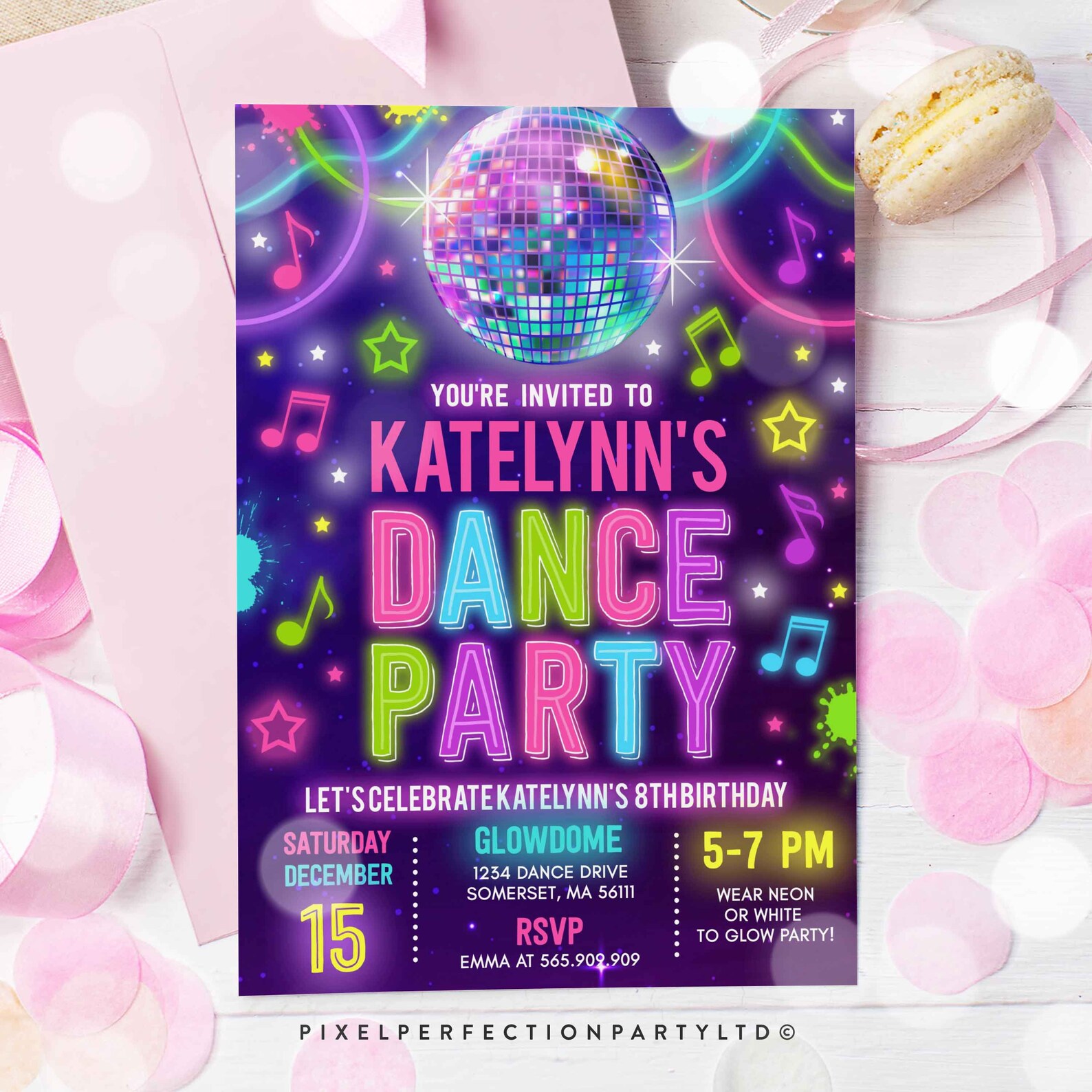 Editable Dance Party Invitation Glow Dance Party Birthday - Etsy Australia