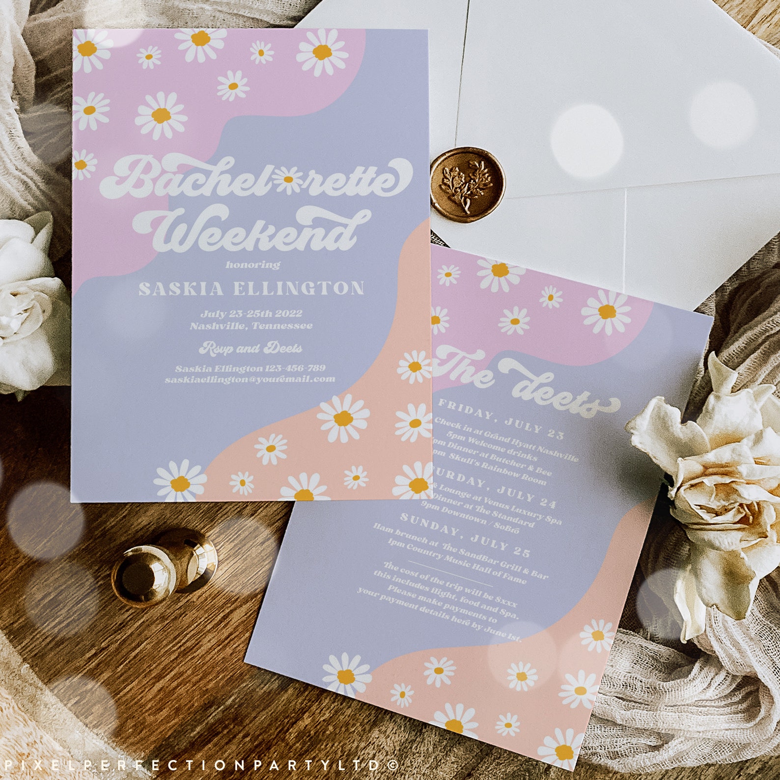 Editable Retro Bachelorette Weekend Invitation and Itinerary - Etsy