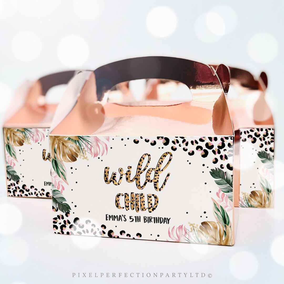 Editable Leopard Print Party Gable Box Labels Jungle Gift Box - Etsy