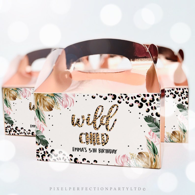 Editable Leopard Print Party Gable Box Labels Jungle Gift Box - Etsy