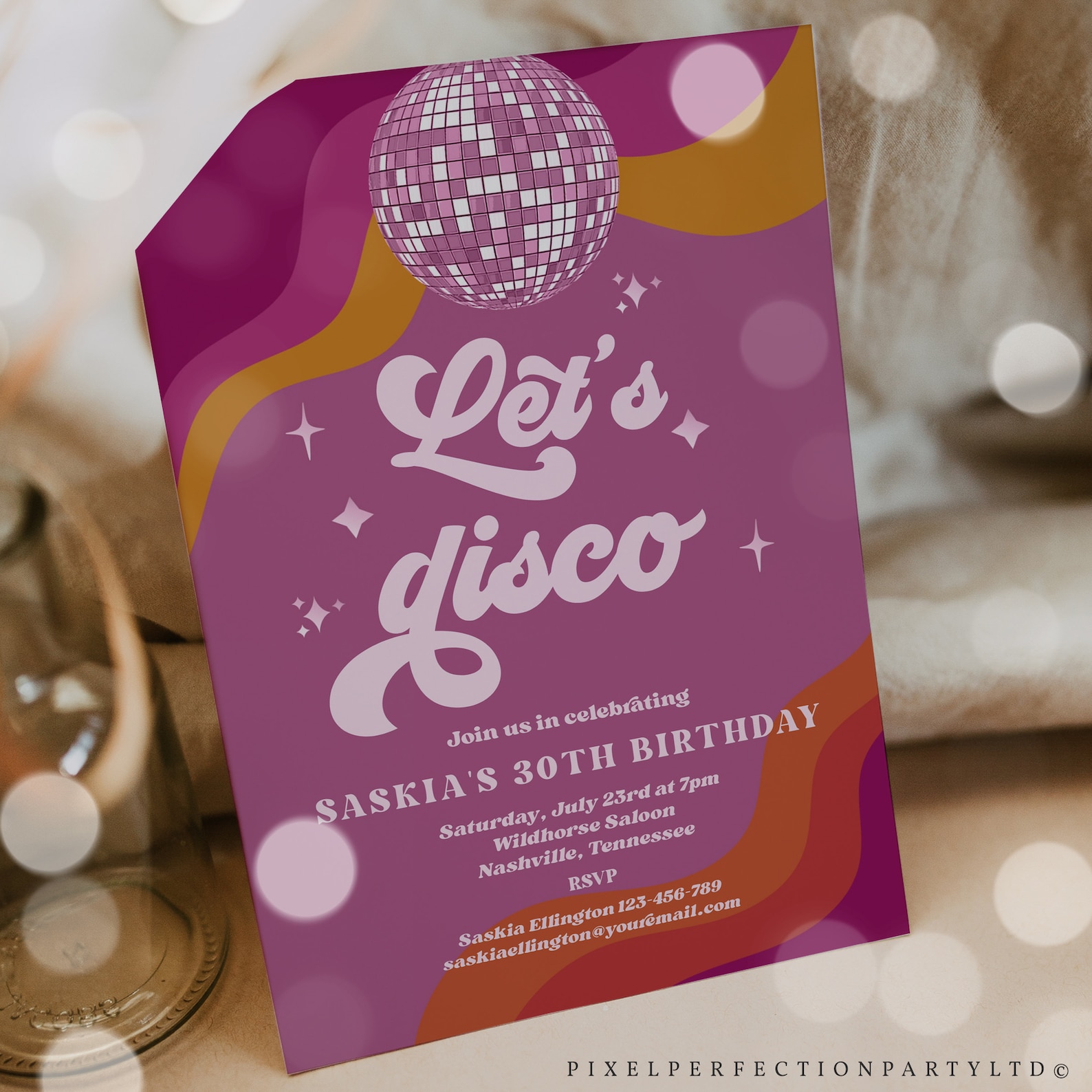 Editable Let's Disco Retro Birthday Party Invitation - Etsy
