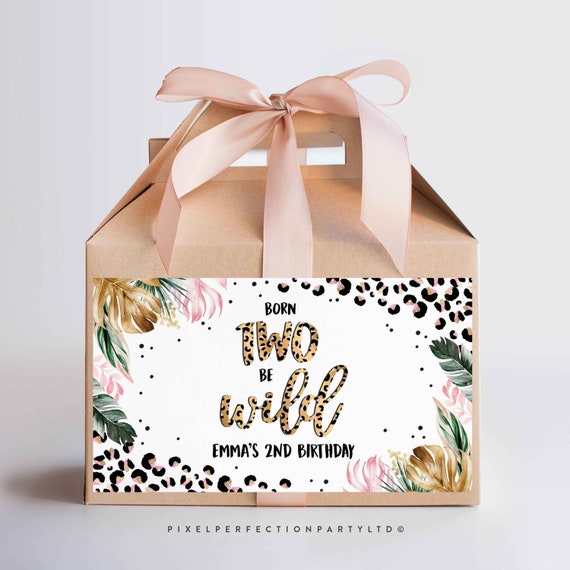 Editable Leopard Print Party Gable Box Labels Jungle Gift Box Labels ...