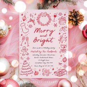Editable Merry and Bright Christmas Party Invitation Merry and Bright ...