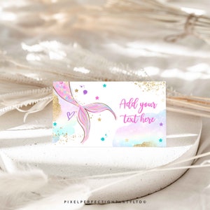Editable Mermaid Fold Over Food Labels Mermaid Buffet Card - Etsy