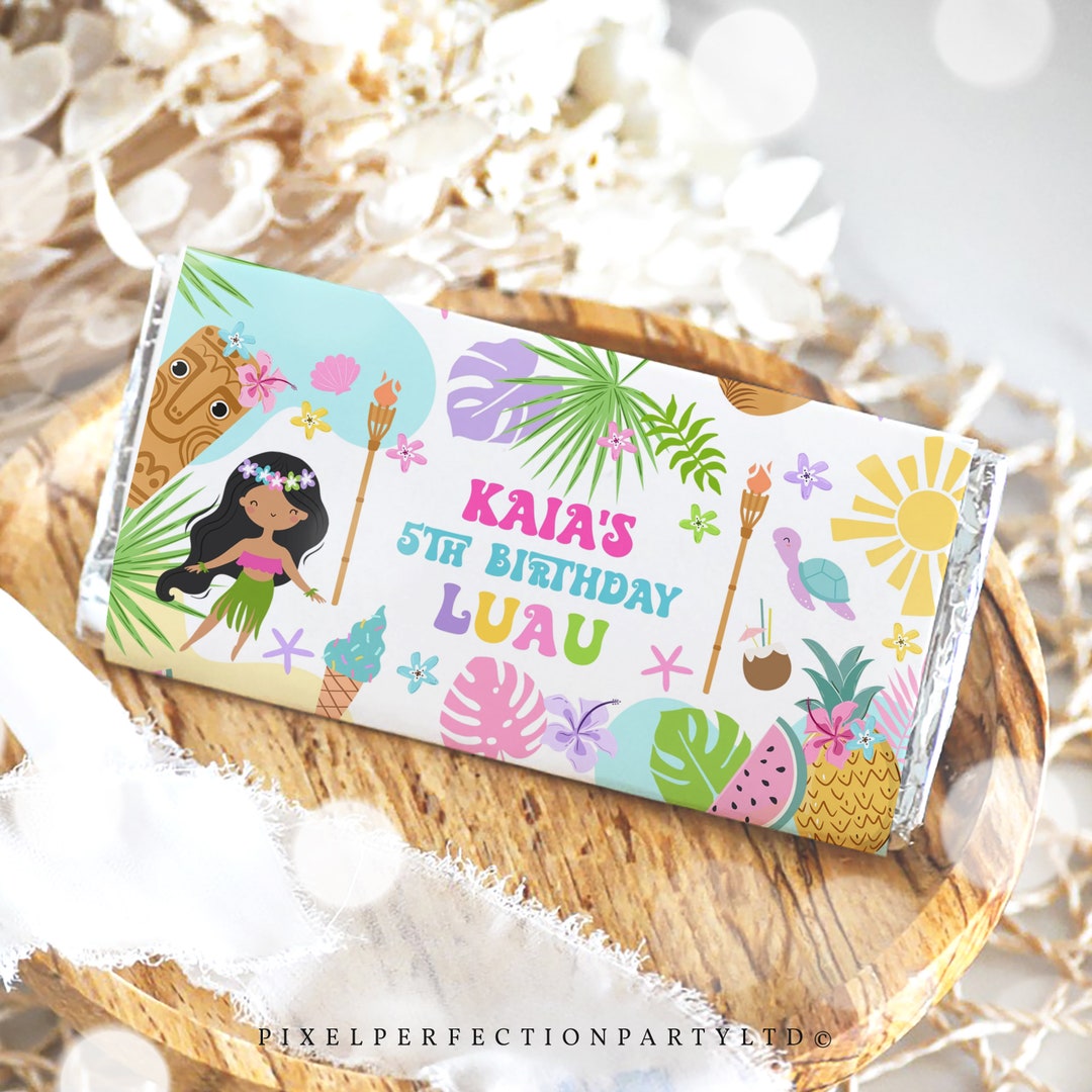 Editable Hawaiian Luau Birthday Candy Bar Label Pineapple Birthday ...