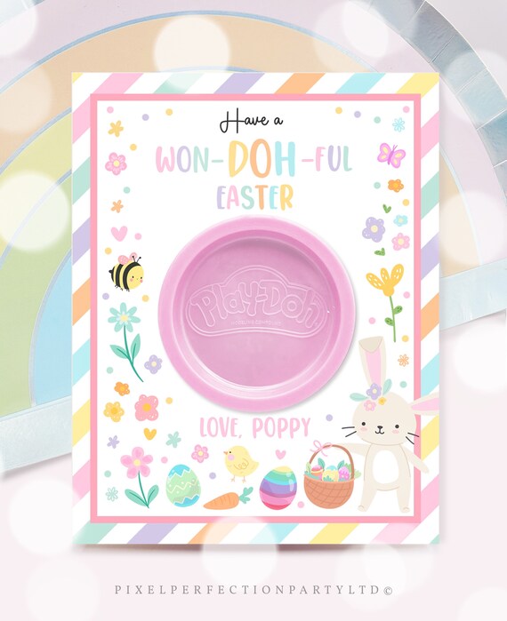 Editable Play Dough Easter Gift Tag Have A Won-Doh-Ful Easter Gift Tag ...