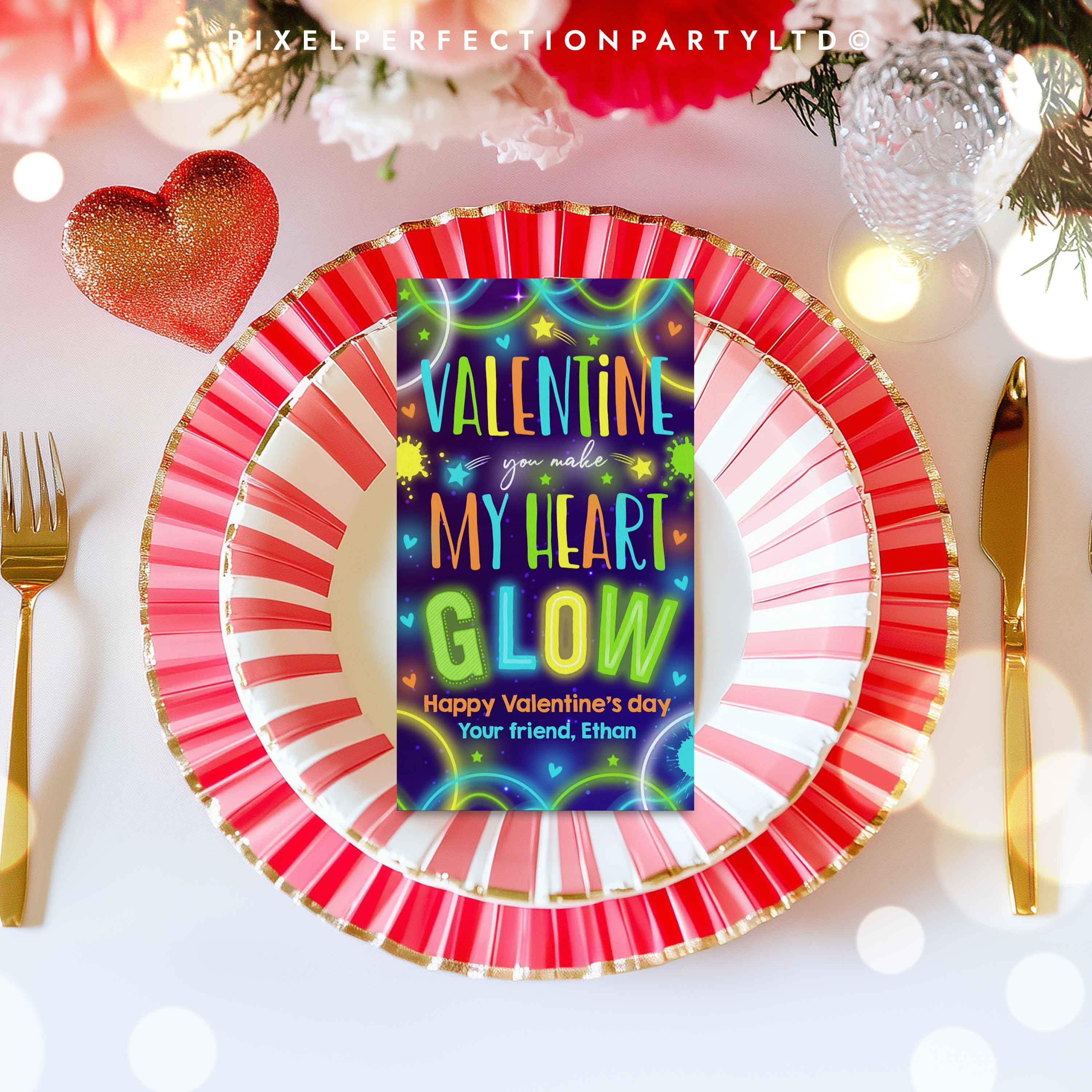 Editable You Make My Heart Glow Valentine Glow Stick Gift Tag Glow ...