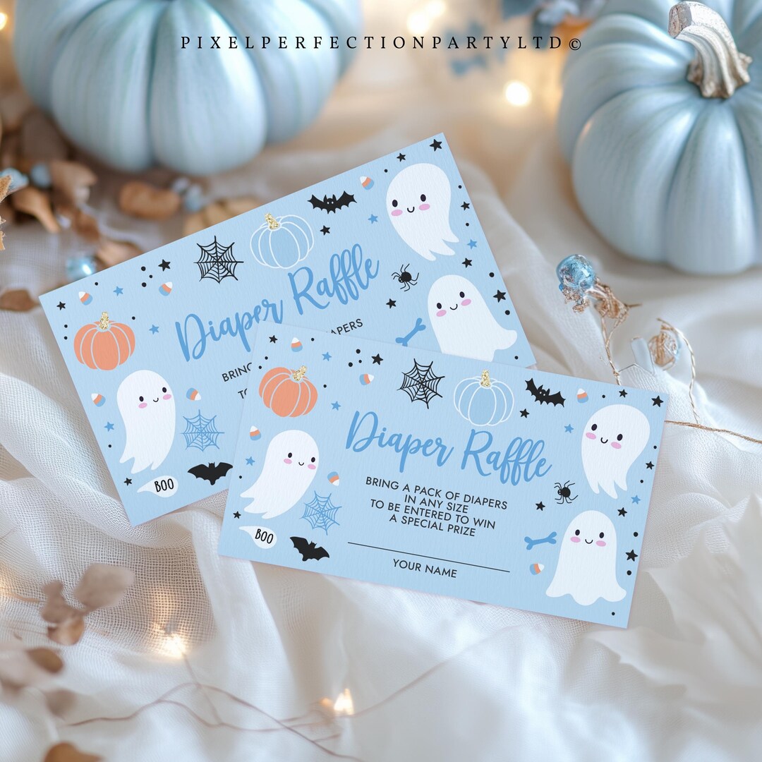 Editable Little Boo Baby Shower Diaper Raffle Ticket Halloween Boy ...