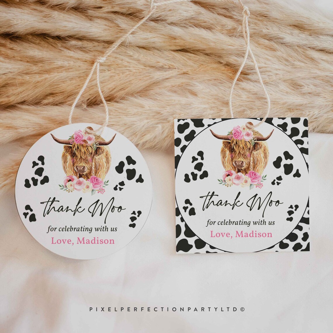 Editable Highland Cow Birthday Party Favor Tags Holy Cow Birthday Decor ...