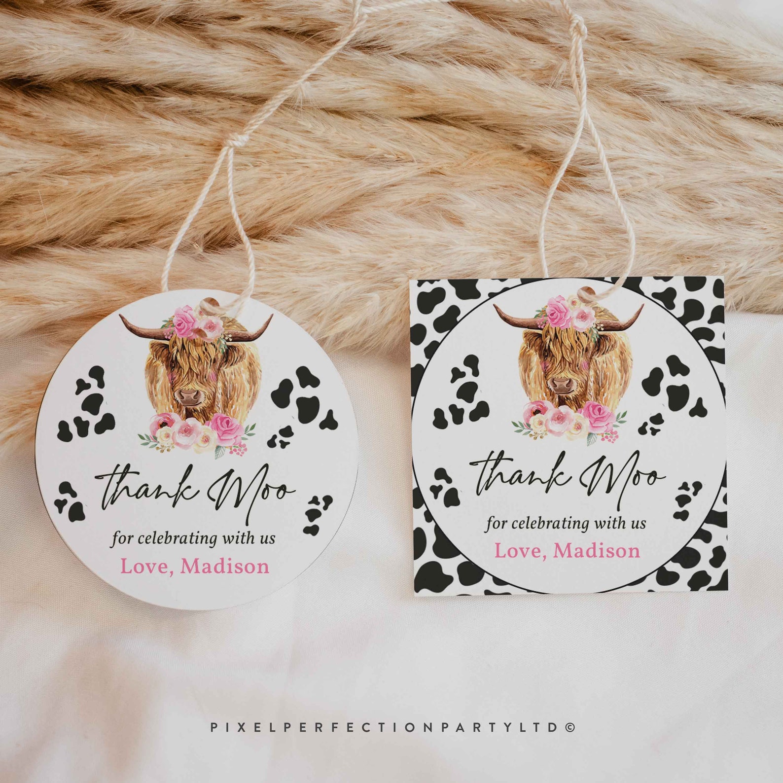 Editable Highland Cow Birthday Party Favor Tags Holy Cow Birthday Decor ...