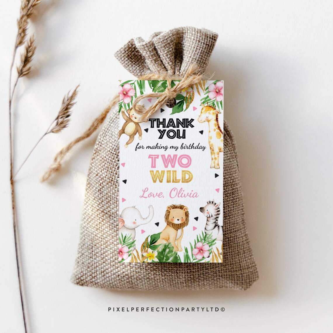 Editable Safari Two Wild Birthday Party Favor Tag Safari - Etsy