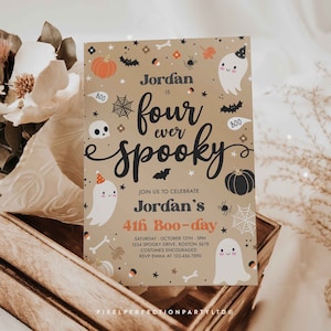 Editable Four Ever Spooky Halloween Ghost 4th Birthday Party - Etsy