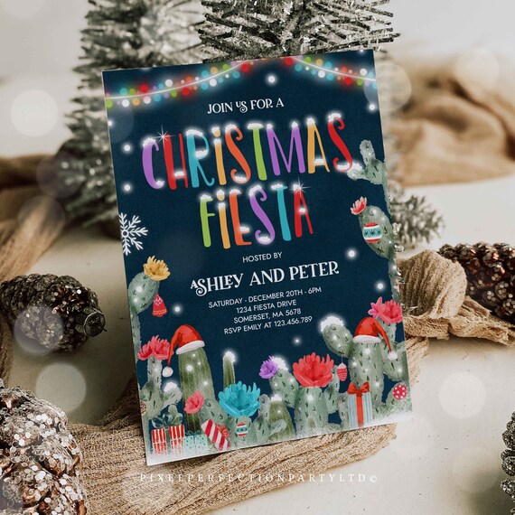 Editable Fiesta Christmas Party Invitation Fiesta Holiday Party ...