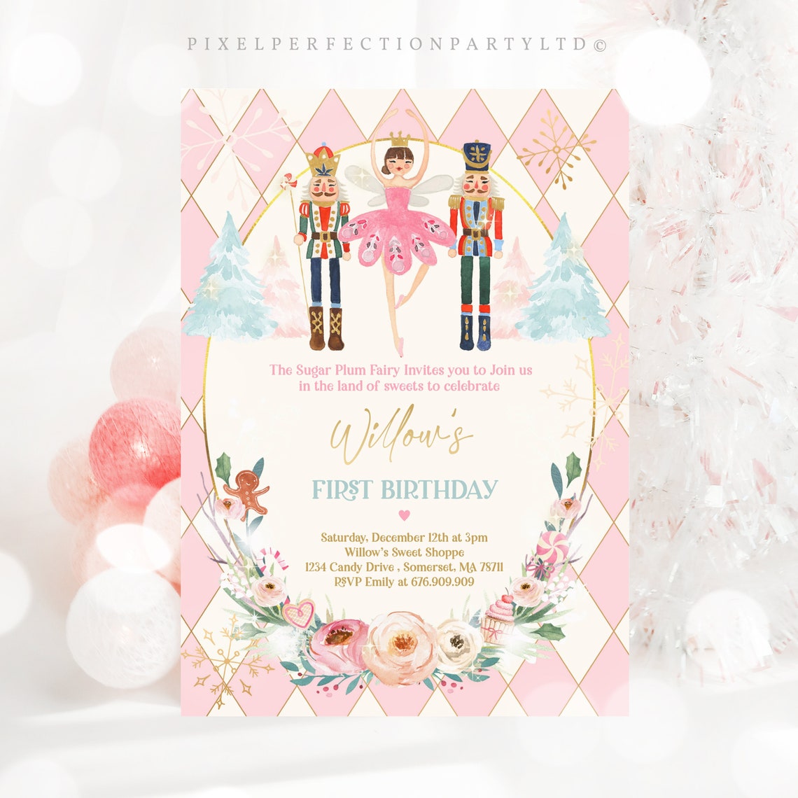 Editable Nutcracker Birthday Invitation Sugar Plum Fairy Pink - Etsy