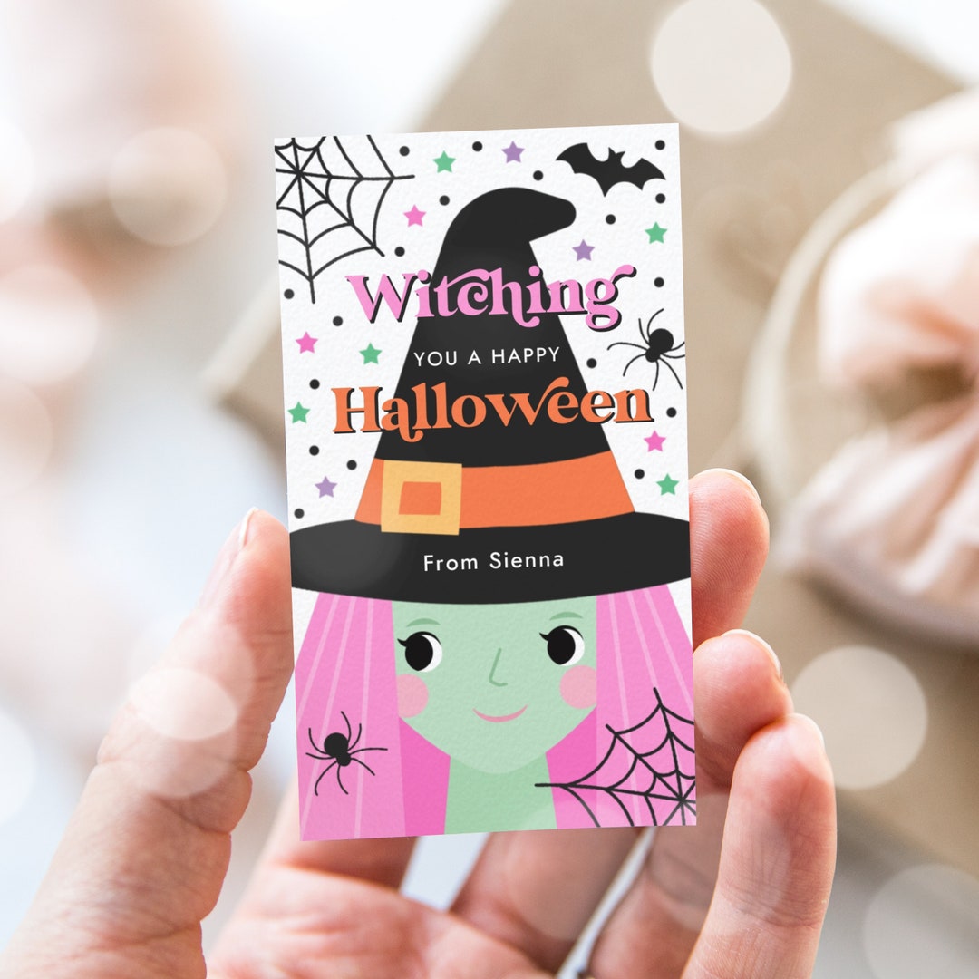 Editable Halloween Witch Gift Tag Witching You a Happy Halloween Trick ...