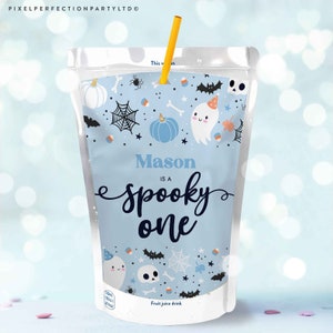 Editable Spooky One 1st Birthday Party Invitation Bundle Blue Cute ...