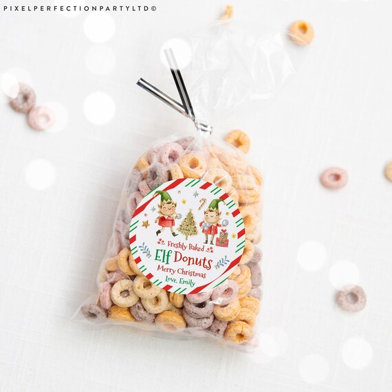EDITABLE Elf Donuts Gift Tag North Pole Elf Donuts Gift Tag Sticker ...