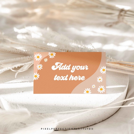 Editable Groovy Birthday Party Folded Food Labels Retro Groovy Floral ...