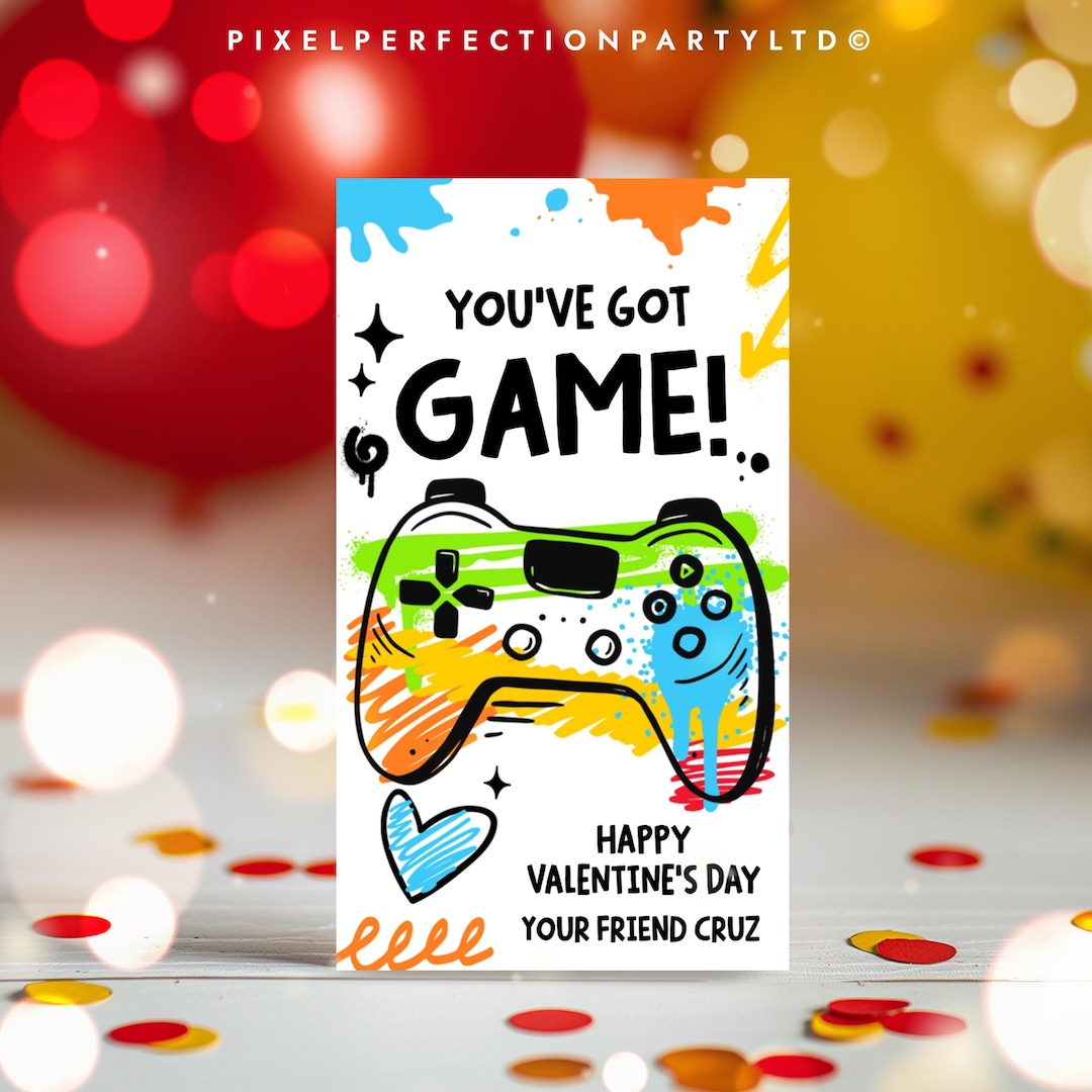 Editable Video Game Valentine's Day Card Valentine You've Got Game ...