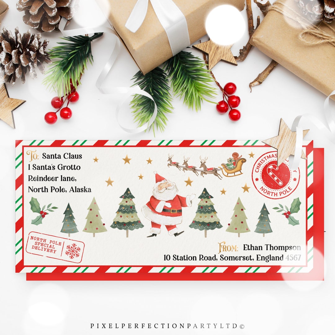 EDITABLE Santa Envelope Template Letter to Santa Envelope - Etsy