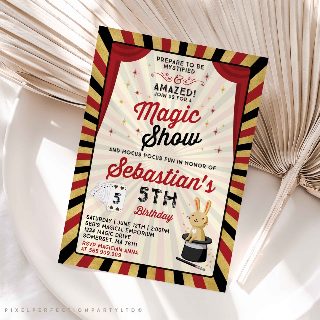 Magician Invitation Magician Birthday Invitation Magic Show Party Magic ...