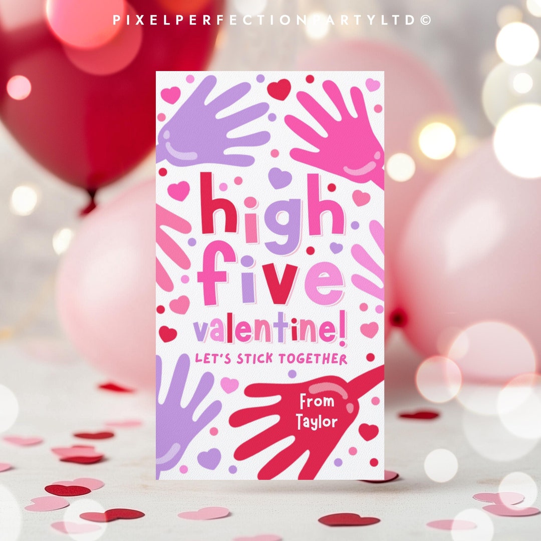 Editable High Five Sticky Hand Valentine's Tag Slappy Valentine's Tag ...