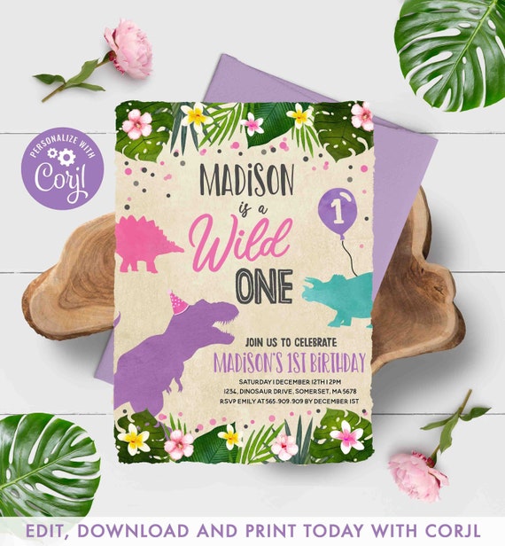 Dinosaur Invitations In Jungle