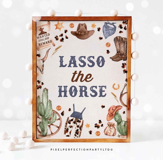Cowboy Birthday Party Lasso The Horse Sign Wild West Cowboy Rodeo ...