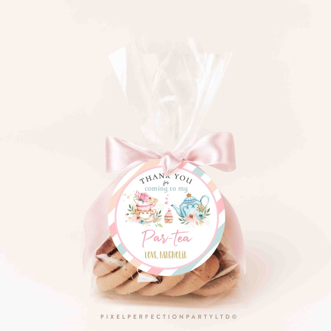 Editable Tea Party Birthday Favor Tag Pink & Gold Floral Par-tea Favor ...
