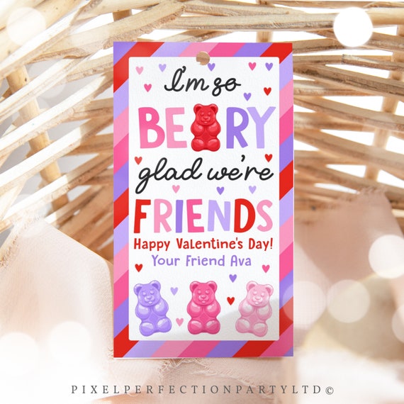 Editable Valentine's Day So Beary Glad We Are Friends Gift Tag Gummy ...