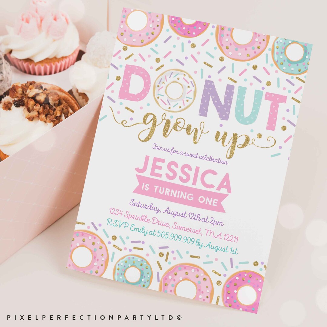 Donut Grow up Birthday Invitation Donut Grown up Invitation Donut 1st ...