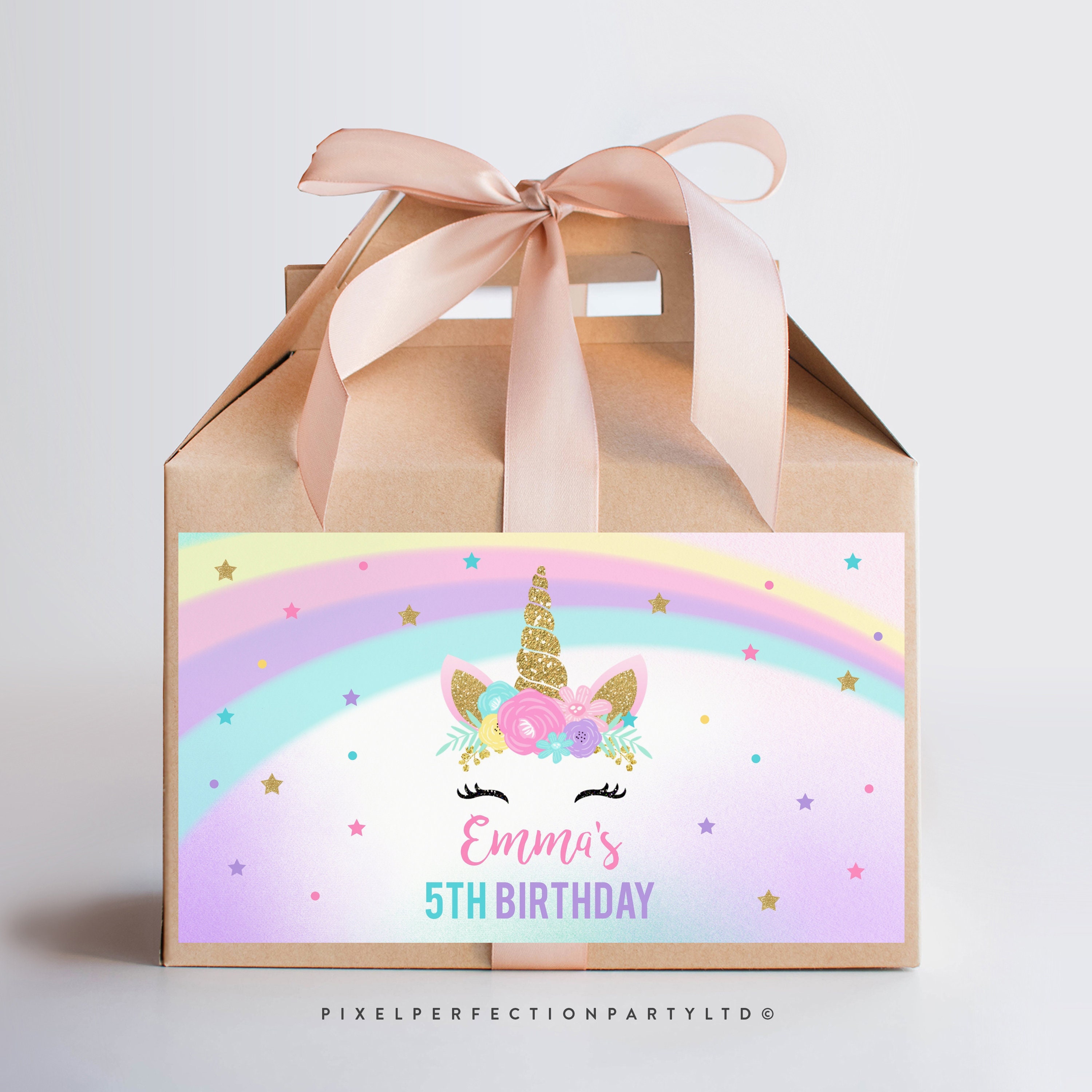 Editable Unicorn Gable Box Favor Labels Rainbow Unicorn Gable - Etsy UK