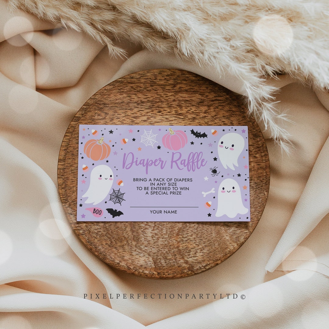 Editable Little Boo Baby Shower Diaper Raffle Ticket Halloween Girl ...