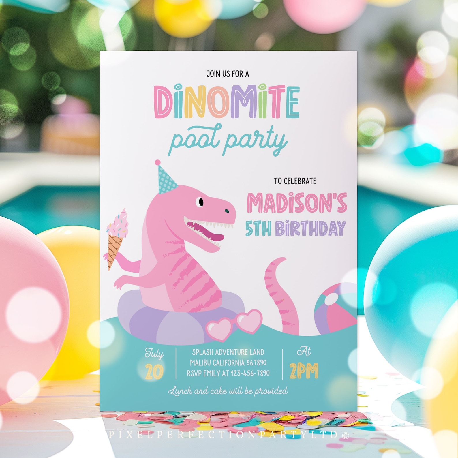 Editable Dinosaur Pool Party Invitation Dinosaur Pool Birthday Party ...