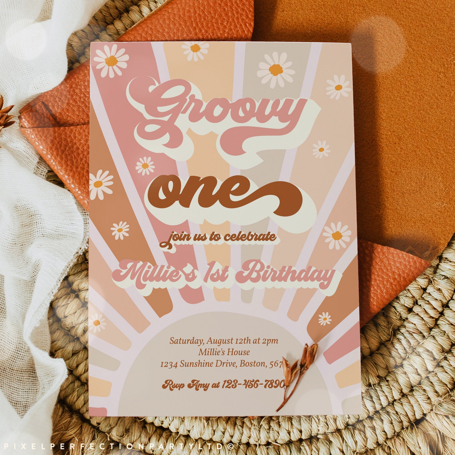Editable Groovy One Birthday Invitation Retro Sunshine Groovy - Etsy