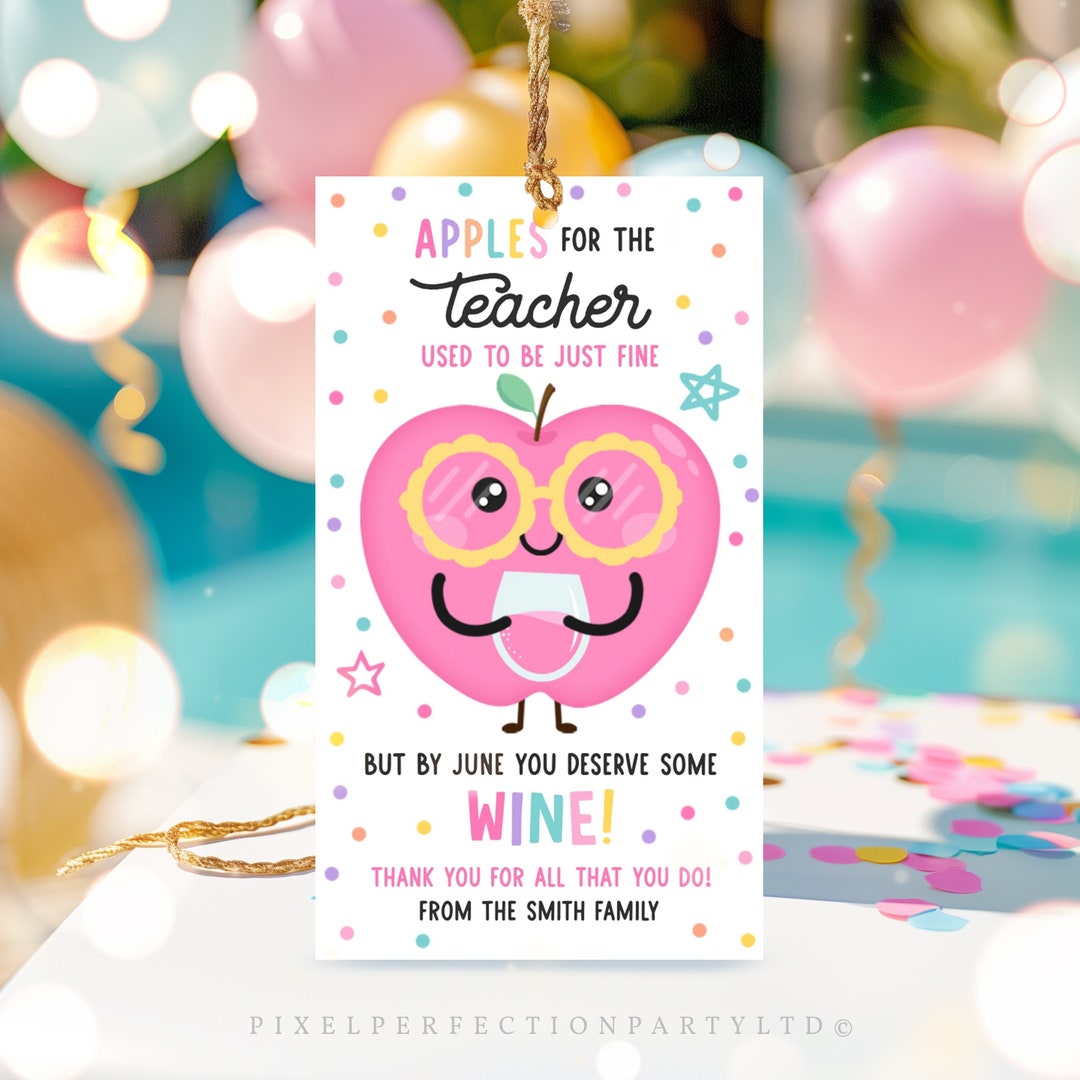 Editable Wine Teacher Appreciation Gift Tag Funny Teacher Gift Tag ...