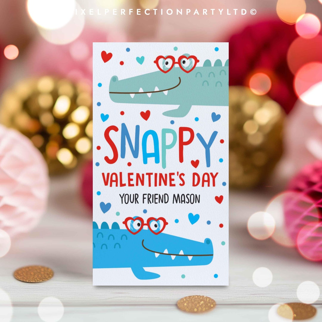 Editable Valentine Crocodile Gift Tag Snappy Valentine's Day Gift Tag ...