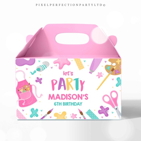 Editable Art Birthday Party Gable Box Labels Painting Party Birthday ...