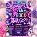 Editable Rock Star Birthday Party Invitation Neon Glow Party Like A ...