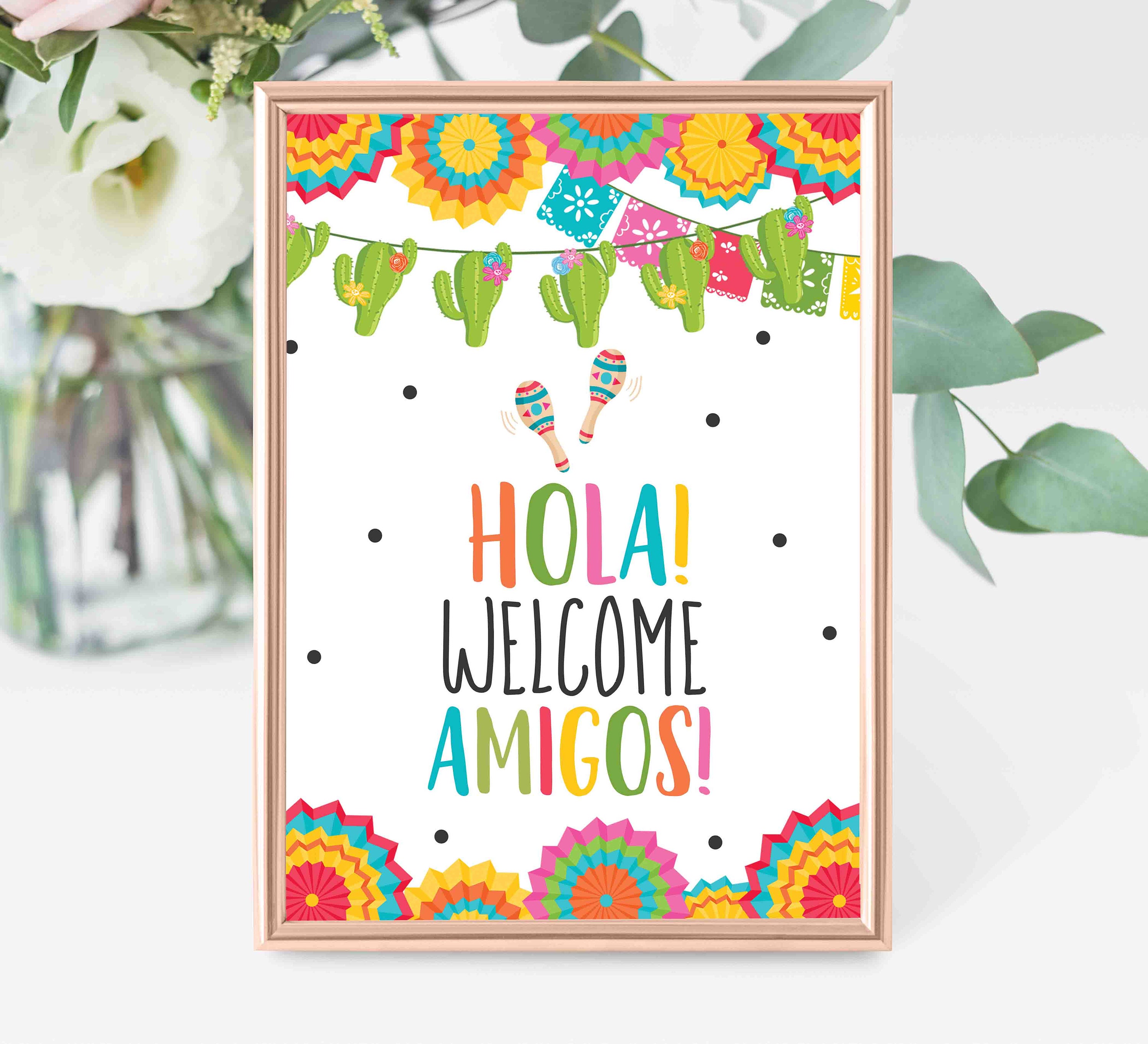Fiesta Welcome Sign Hola Welcome Amigos Sign Fiesta Party | Etsy
