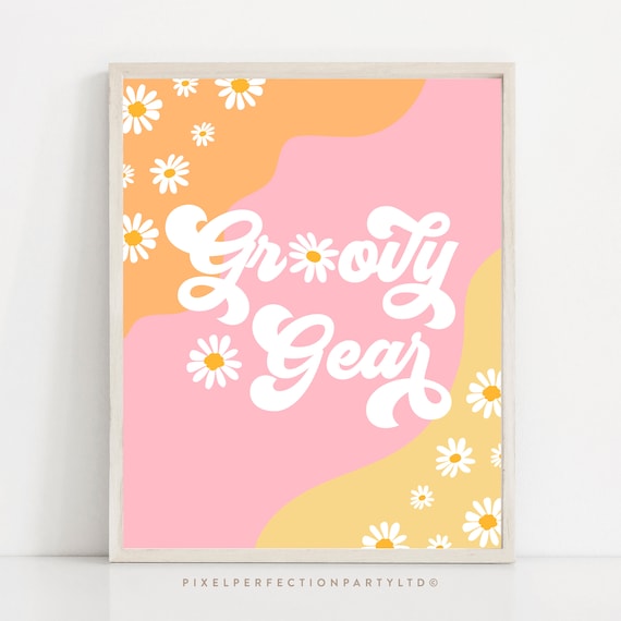 Daisy Birthday Party Groovy Gear Party Sign Boho Retro Groovy Floral 70 ...