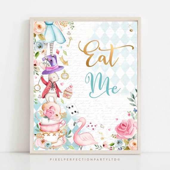 Alice In ONEderland Eat Me Sign Alice In Wonderland Table Sign ...