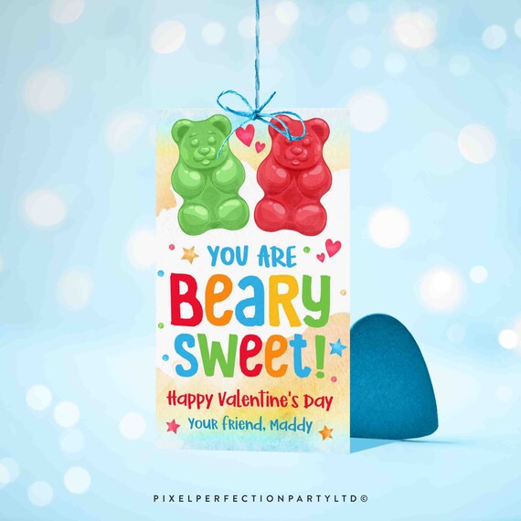 Editable Valentine's Day You Are Beary Sweet Gift Tag Gummy Bear ...