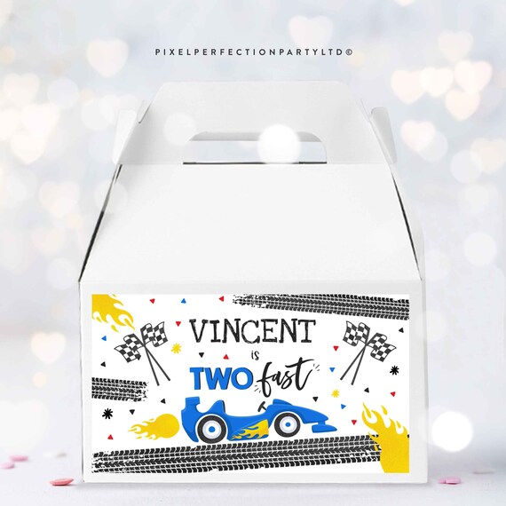 EDITABLE Two Fast Gable Box Favor Label Two Fast Party Gable Gift Box ...