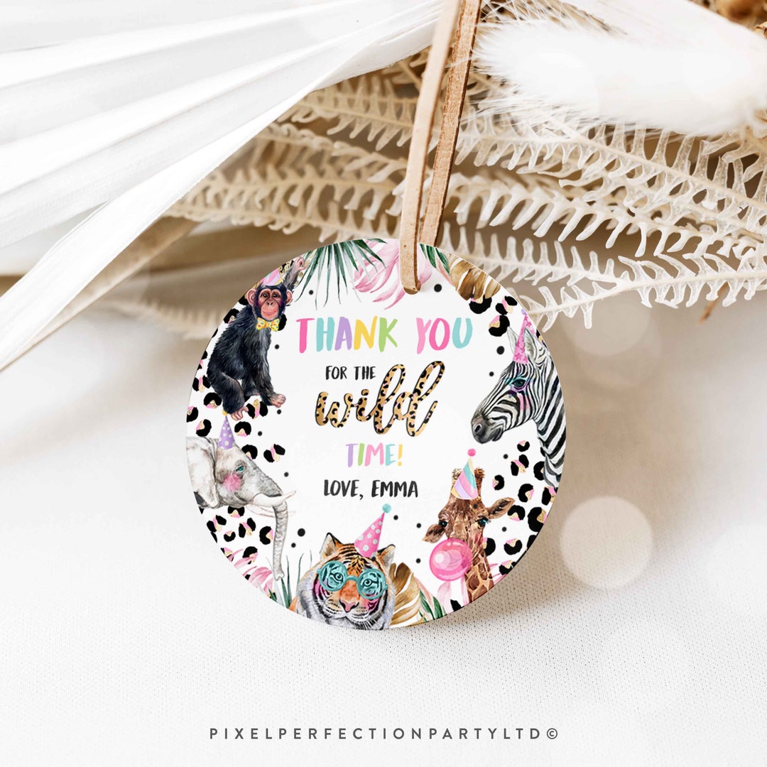 Editable Safari Animals Circle & Square Favor Tag Safari Wild One Gift ...
