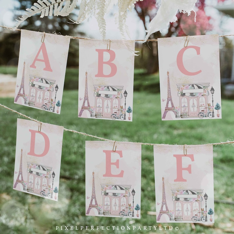 Editable Paris Birthday Party A-Z Banner Spell Anything French - Etsy