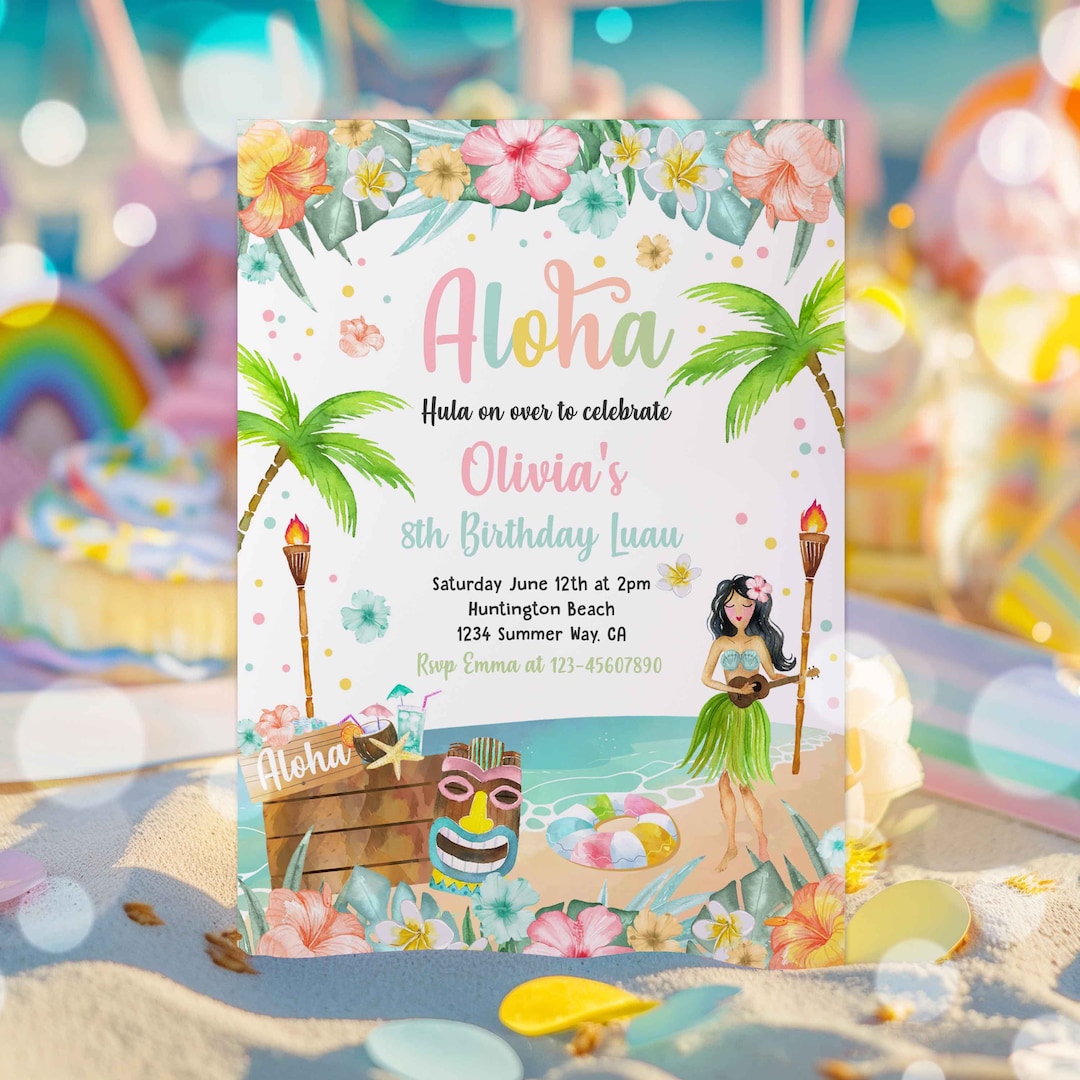 Editable Luau Theme Invitation Tropical Luau Party Invitation In PSD,