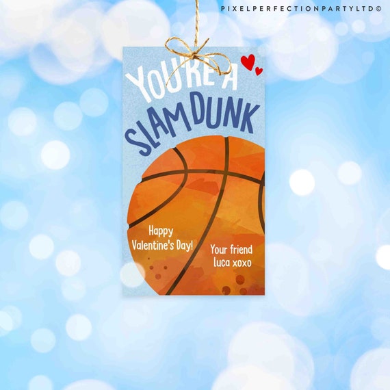 Editable Basketball Valentine's Day Gift Tag Valentine You're A Slam ...